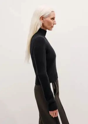 ME+EM Cashmere High Neck Crop Jumper - Black