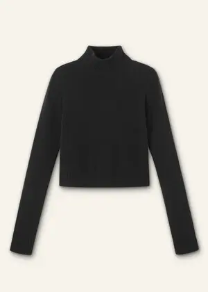 ME+EM Cashmere High Neck Crop Jumper - Black
