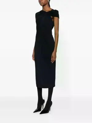 Givenchy Draped One-shoulder Midi Dress - Black