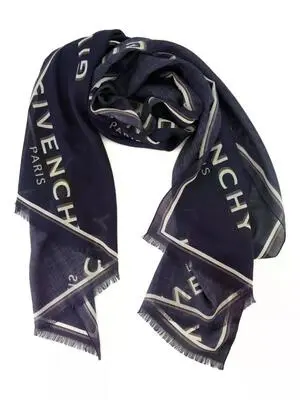 Givenchy Monogram Fringed Scarf - Blue