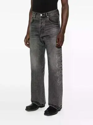 PURPLE BRAND Embroidered Wide-leg Jeans