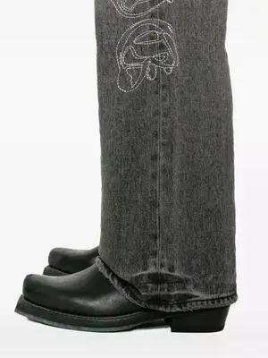 PURPLE BRAND Embroidered Wide-leg Jeans