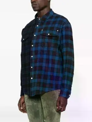 PURPLE BRAND Colour-block Plaid Shirt