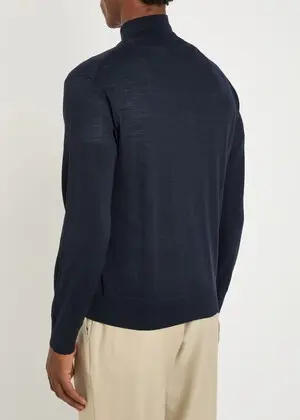 Canali Half-zip Wool-blend Jumper - Navy