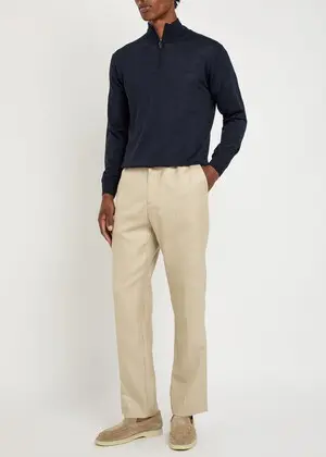 Canali Half-zip Wool-blend Jumper - Navy