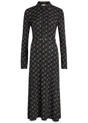 Tory Burch Patterned Stretch-jersey Midi Shirt Dress