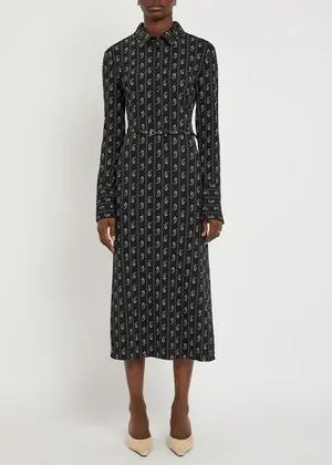 Tory Burch Patterned Stretch-jersey Midi Shirt Dress