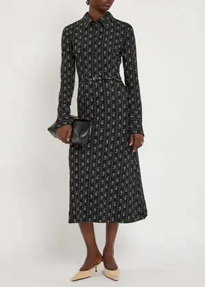 Tory Burch Patterned Stretch-jersey Midi Shirt Dress