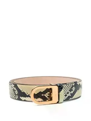 Khaite Snakeskin-effect Buckled Belt - Neutrals