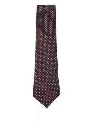 Zegna Geometric-Pattern Neck Tie Bu1 Blue Red