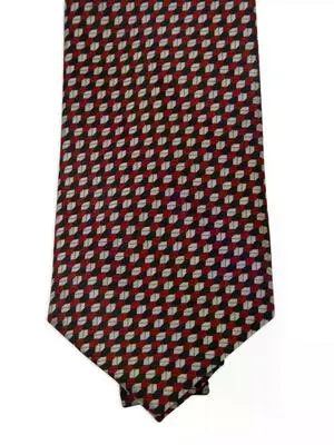 Zegna Geometric-pattern Neck Tie - Red