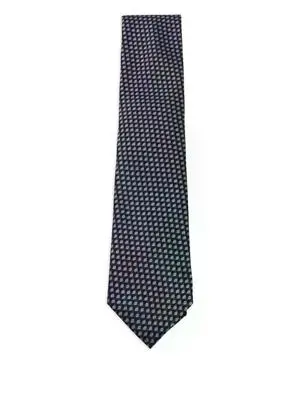 Zegna Geometric-Pattern Neck Tie Purple