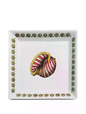 FORNASETTI Vide-poche Shell-pattern Square Tray - White