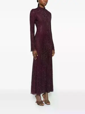 SELF-PORTRAIT Rhinestone-embellished Mesh Midi Dress
