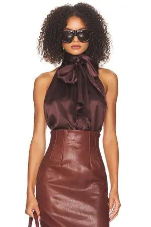 HELSA Silk Charmeuse Halter Top
