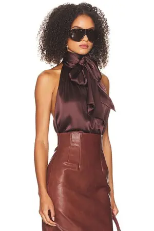 HELSA Silk Charmeuse Halter Top