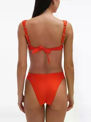 NOIRE SWIMWEAR Ruched Tie-fastening Bikini Set - Red