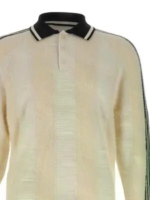 Adidas Polo Neck Stripe-detail Sweater - Neutrals