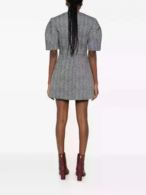Givenchy Short-sleeve Herringbone Mini Dress - Black