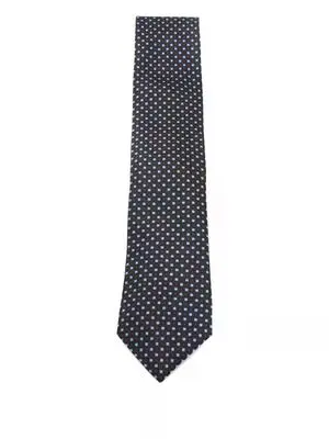 Zegna Geometric-pattern Neck Tie - Brown