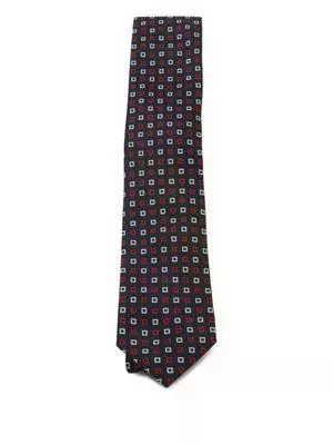 Zegna Geometric Silk Necktie - Blue