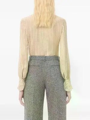 Valentino Garavani Seersucker Lamé Striped Shirt With Ruffle Detail - Neutrals