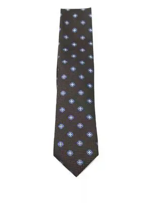 Zegna Floral-patterned Tie - Brown