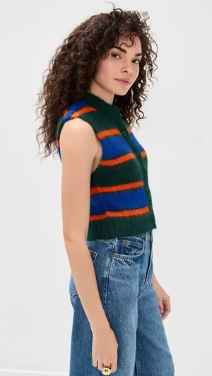 THE TINY BIG SISTER Striped Brushed Knit Vest