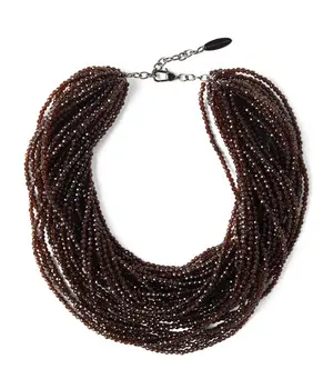 Brunello Cucinelli Sterling Silver Beaded Necklace - Brown