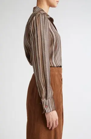 Max Mara Shaker Stripe Silk Top
