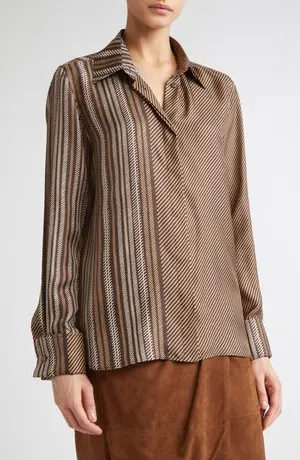 Max Mara Shaker Stripe Silk Top