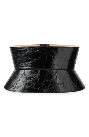 Givenchy Tape Print Patent Leather Corset Belt - Black