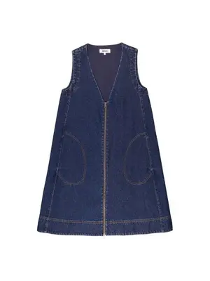 RO&ZO Sleeveless Denim Zip Front Mini Dress