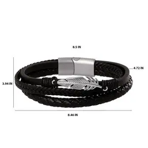 Lucky Brand Triple Row Leather Bracelet With Silver-tone Accent