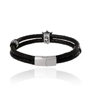 Lucky Brand Nautical Wheel Braided Leather Bracelet