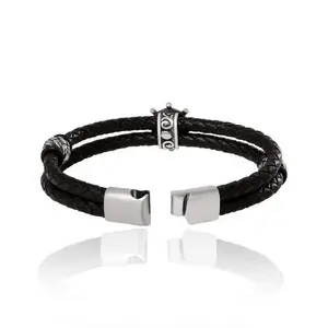 Lucky Brand Nautical Wheel Braided Leather Bracelet