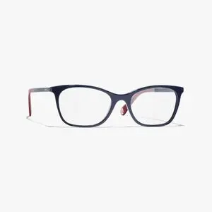 Chanel Rectangle Eyeglasses Navy Blue & Burgundy