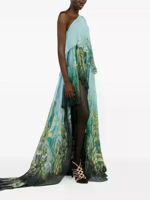 Roberto Cavalli One-shoulder Nature-print Dress