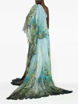 Roberto Cavalli One-shoulder Nature-print Dress