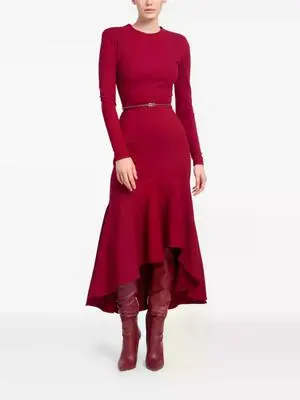 Elie Saab Ruffled Belted Midi Dress