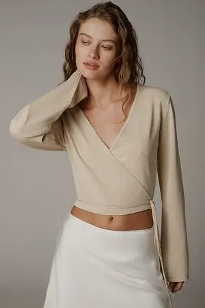 FLAT WHITE Shimmered Kimono Top