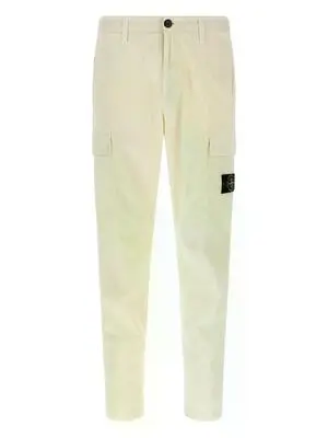 Stone Island Cargo Trousers With Logo Badge - Neutrals