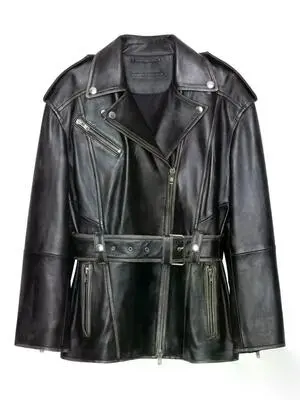STAND STUDIO Leona Leather Biker Jacket - Black