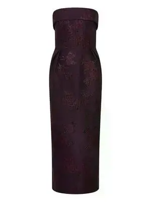 Rebecca Vallance Afina Strapless Floral-brocade Midi Dress - Purple