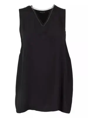 Fabiana Filippi Tulle-trimmed Satin Top - Black