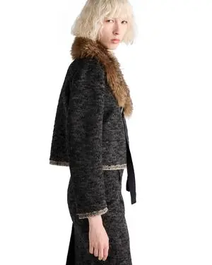 Prada Single-breasted Double Tweed Jacket
