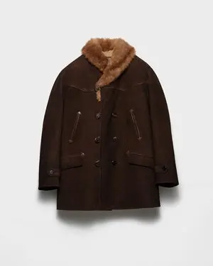 Prada Suede And Shearling Jacket - Dark Brown
