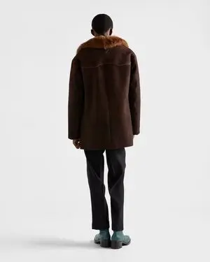 Prada Suede And Shearling Jacket - Dark Brown