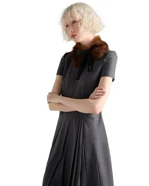 Prada Flannel Flared Dress - Grey