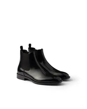 Prada Brushed Leather Chelsea Boots